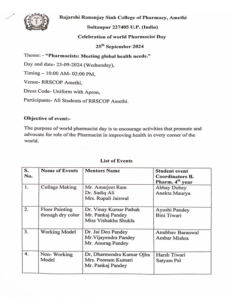 Celebration of Word Pharmacist Day | PDF