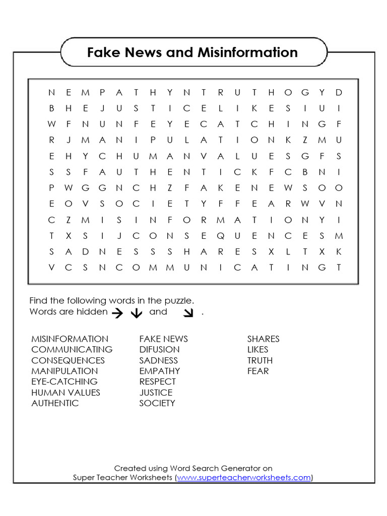 Super Teacher Worksheets Fake News and Misinformation | PDF | Word ...