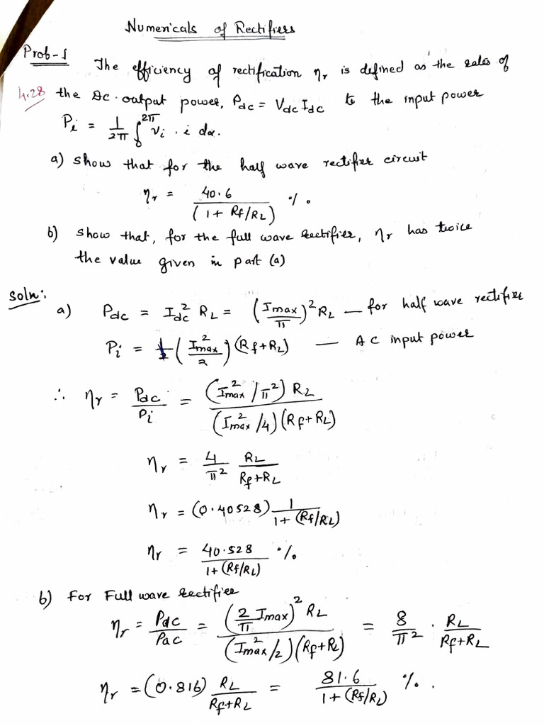 Rectifier Numericals | PDF