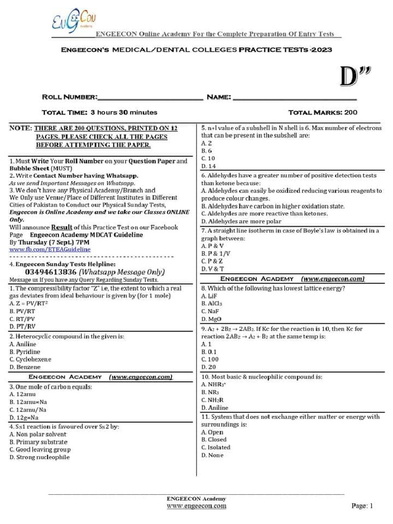 Engeecon 6-Sep Test - Key Explanation | PDF
