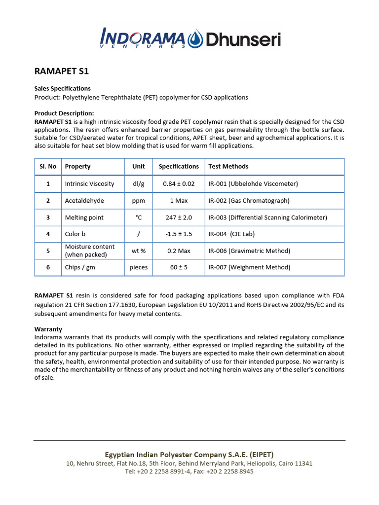 PET IV 84 Indorama | PDF