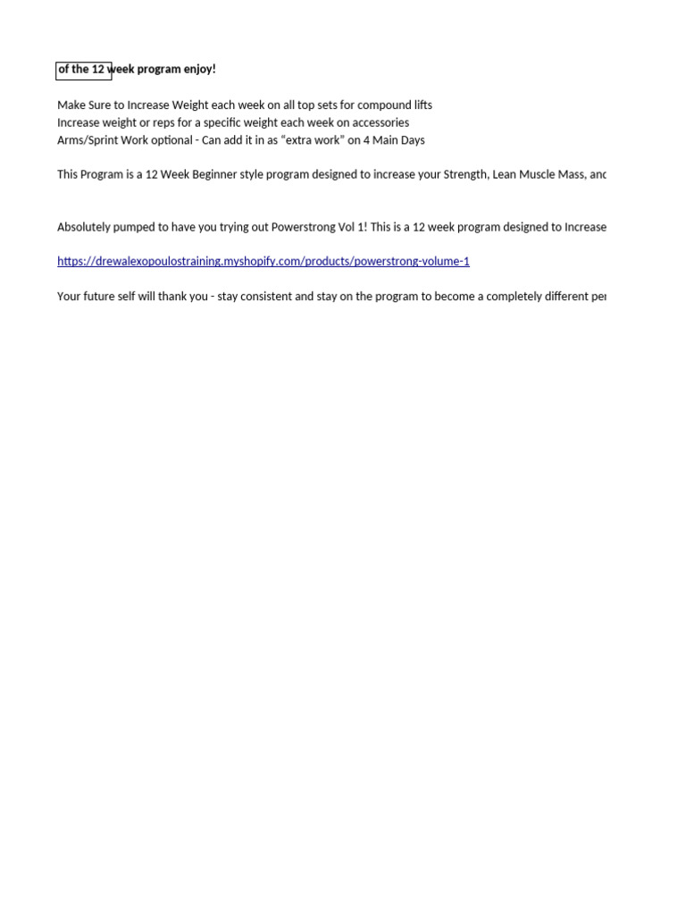 12-Week PowerStrong Workout Program | PDF | Strength Training ...