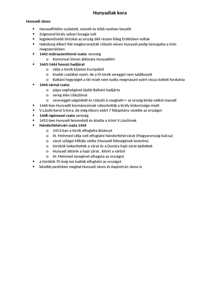 Hunyadiak Kora | PDF