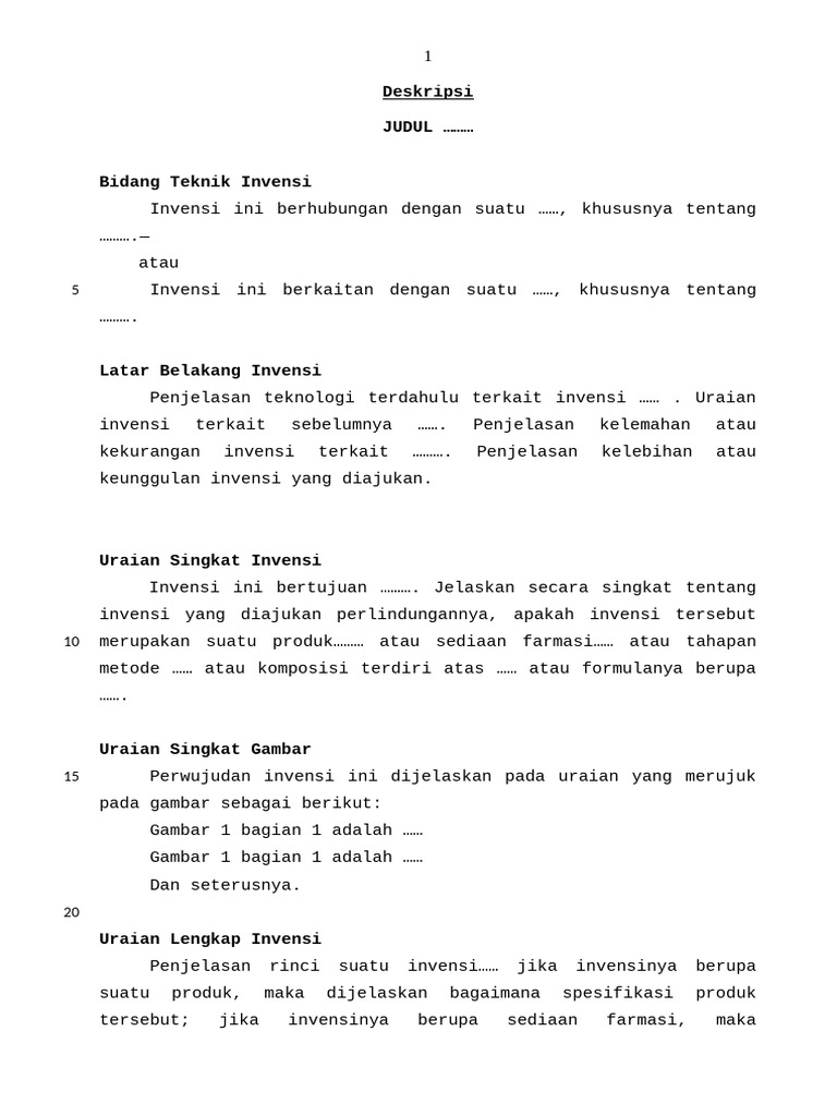 Template Drafting Paten | PDF