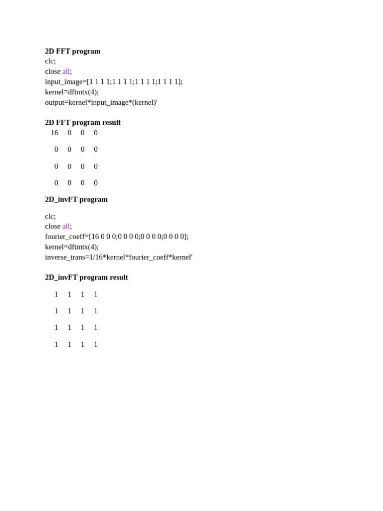 2D FFT Program | PDF