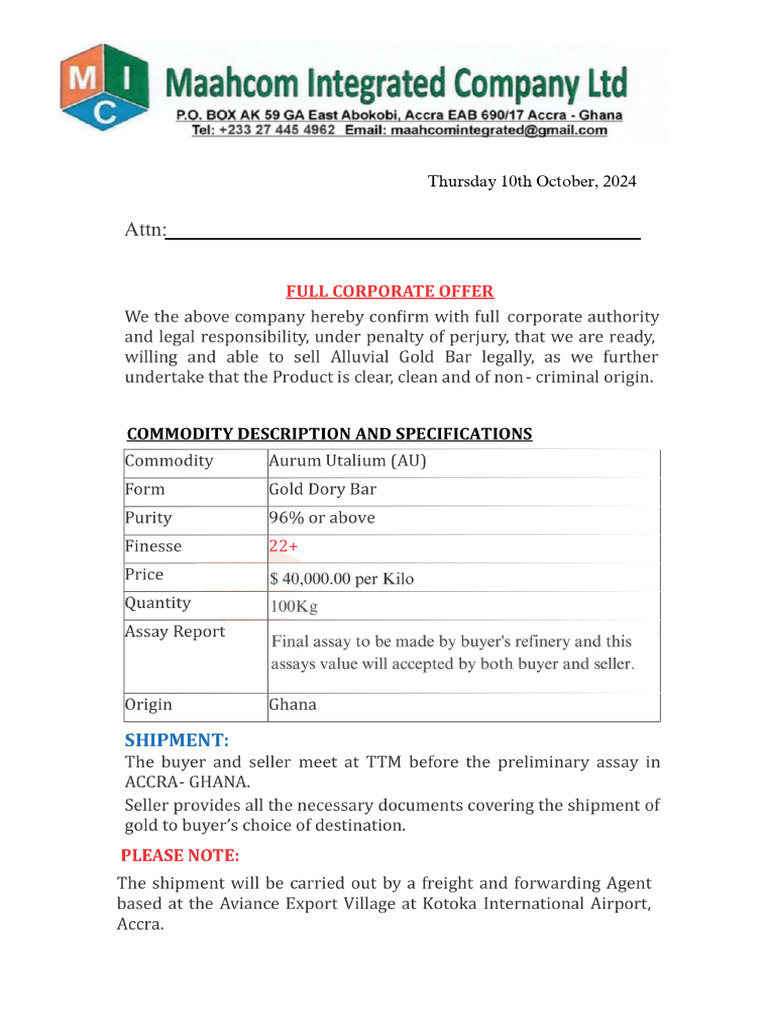 FCO Agreement 50Kg PDF | PDF