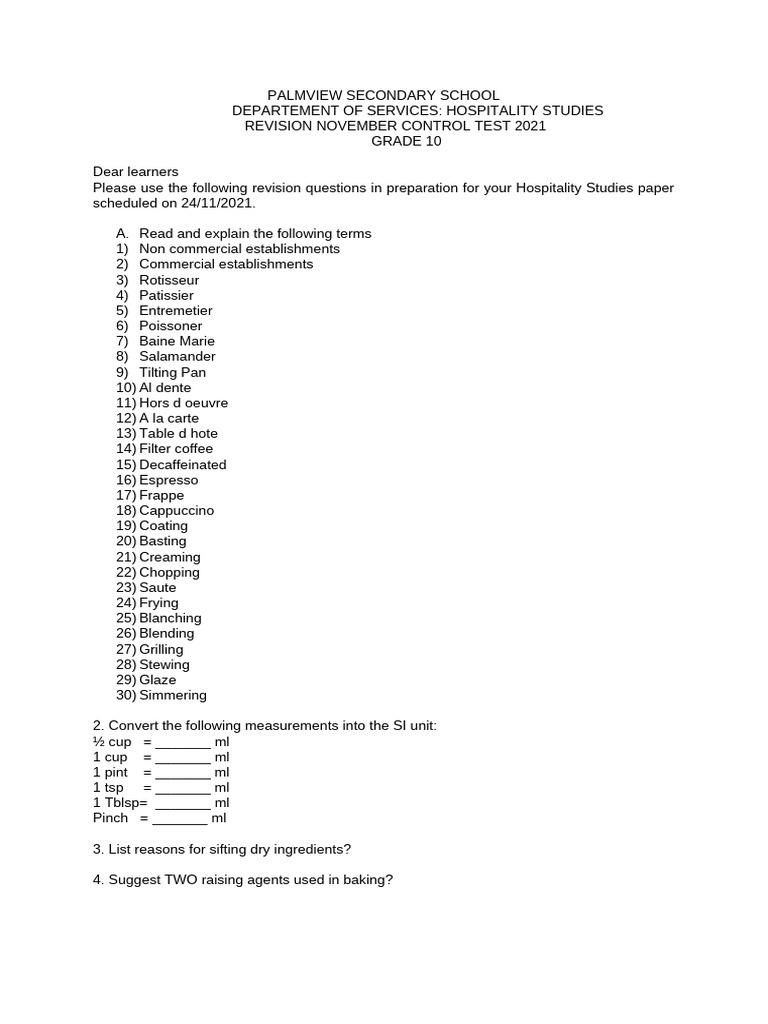 Grade 10 Nov Control Test Revision 2021 | PDF | Home & Garden | Science ...