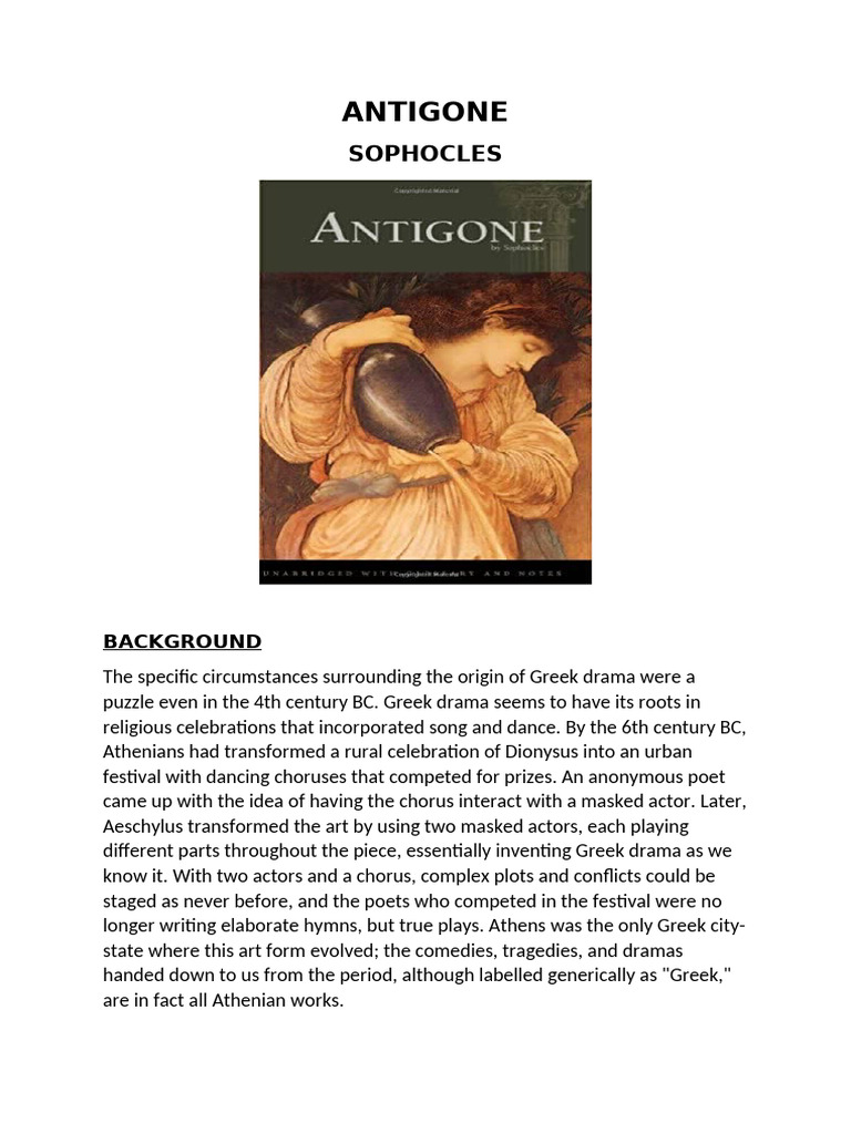 Antigone Notes | PDF | Oedipus | Sophocles