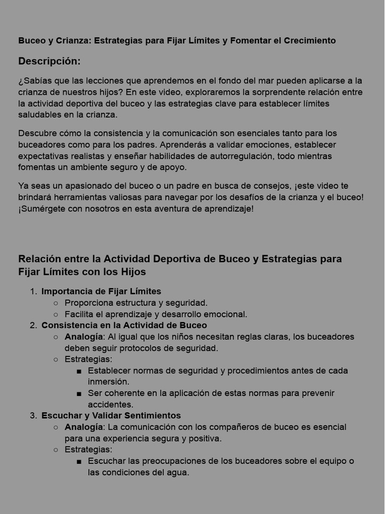 Buceo y Crianza - Estrategias para Fijar Límites y Fomentar El ...