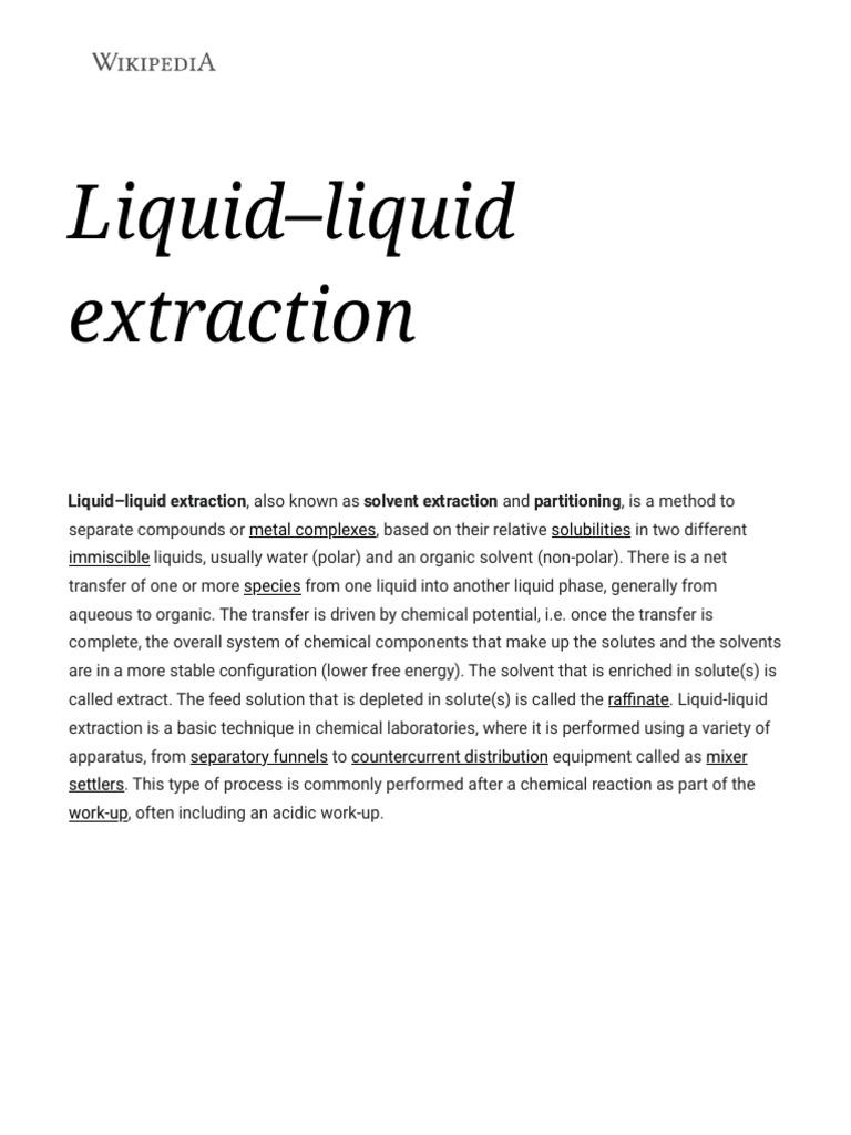 Liquid-Liquid Extraction Guide | PDF | Physical Sciences | Chemical ...