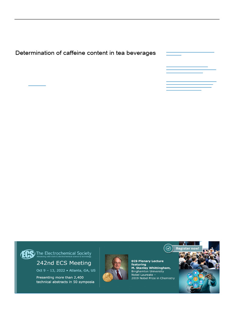 Determination of Caffeine Content in Tea Beverages | PDF | Tea | Drink