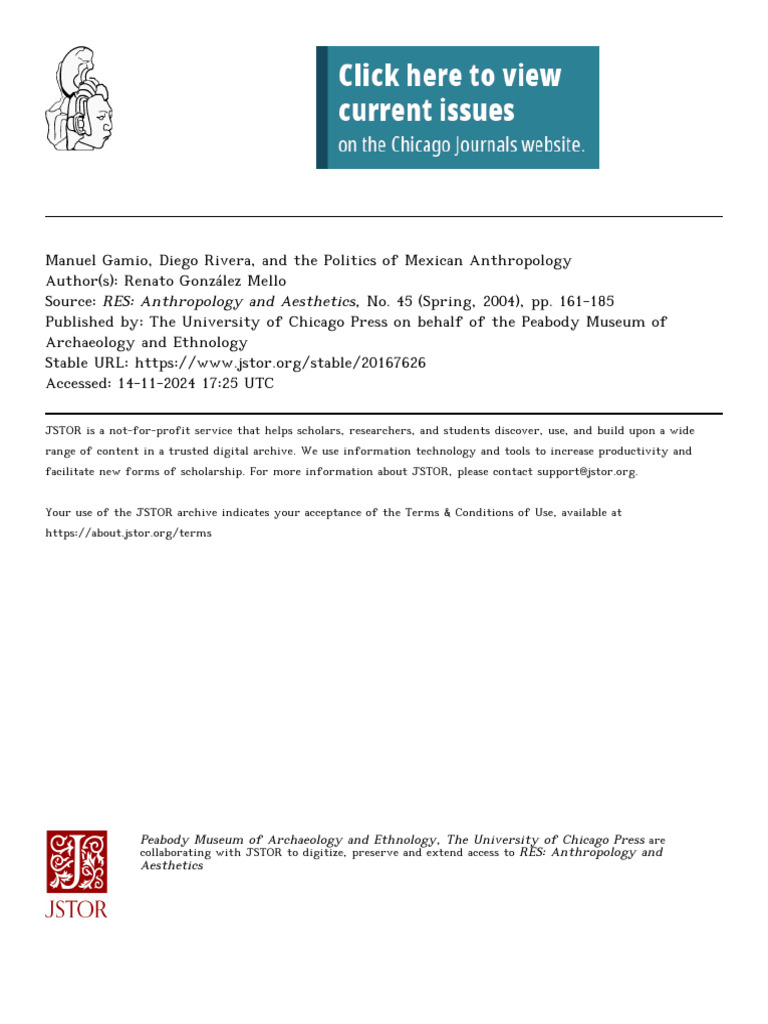 Manuel Gamio and The Politics of Mexican Anthropology-2004 | PDF ...