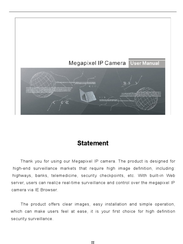 Megapixel IP Camera User's Manual V3.0 | PDF | Ip Address | Video
