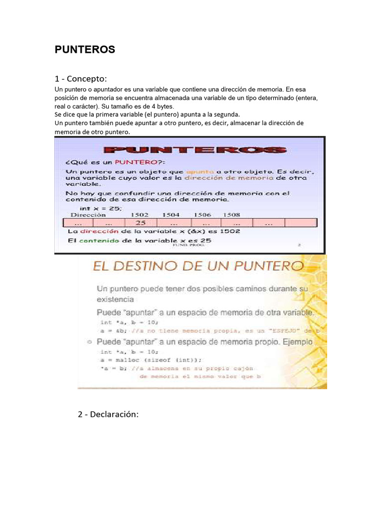 1 - Apuntadores | PDF | Puntero (Programación de computadora) | C