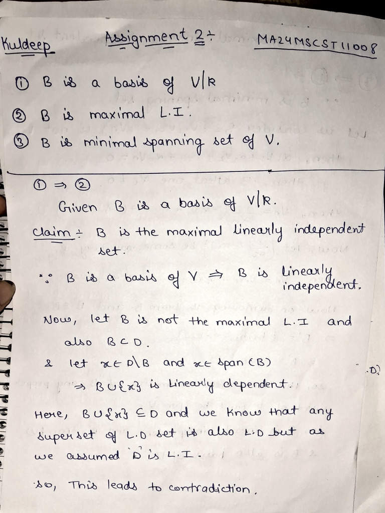 Kuldeep Ass 2 | PDF | Linear Algebra | Algebra
