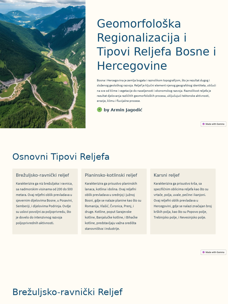 Geomorfoloska Regionalizacija I Tipovi Reljefa Bosne I Hercegovine | PDF