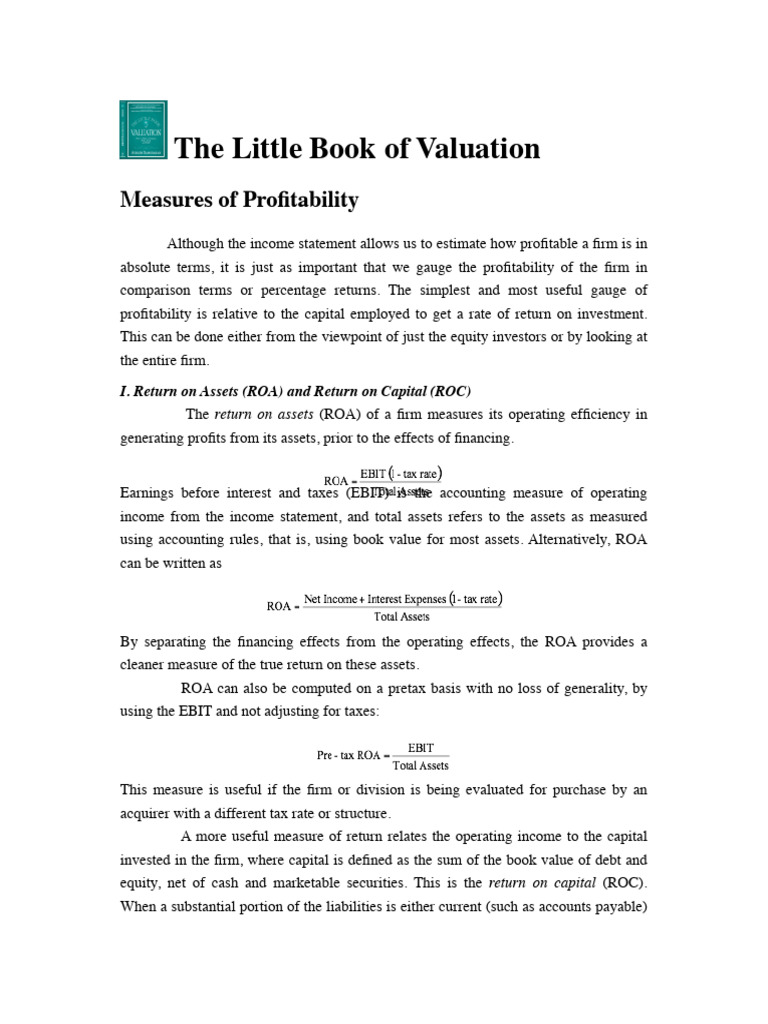 Measuring Profitability | PDF | Equity (Finance) | Investing
