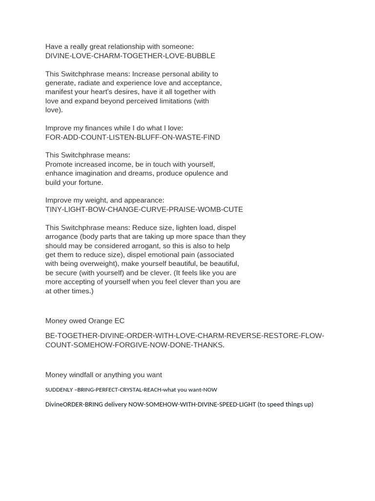 SWITCHWORDS More Examples | PDF