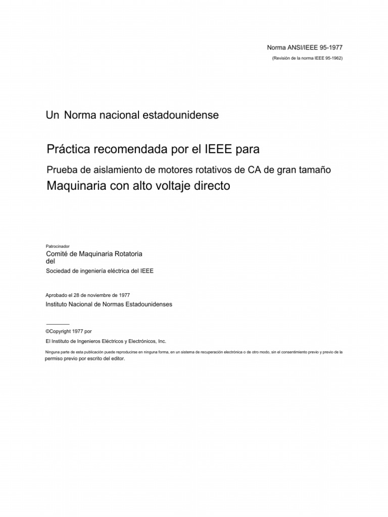 Prueba de Aislamiento IEEE 95-1977 | PDF | Aislador (Electricidad ...
