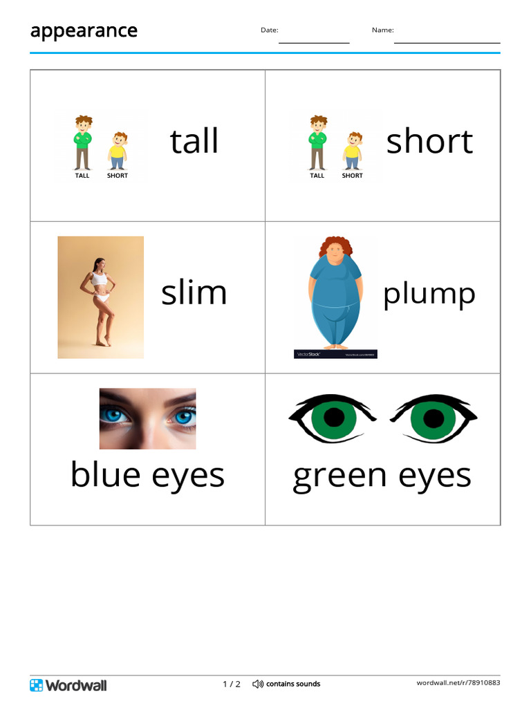 Appearance Flash Cards | PDF