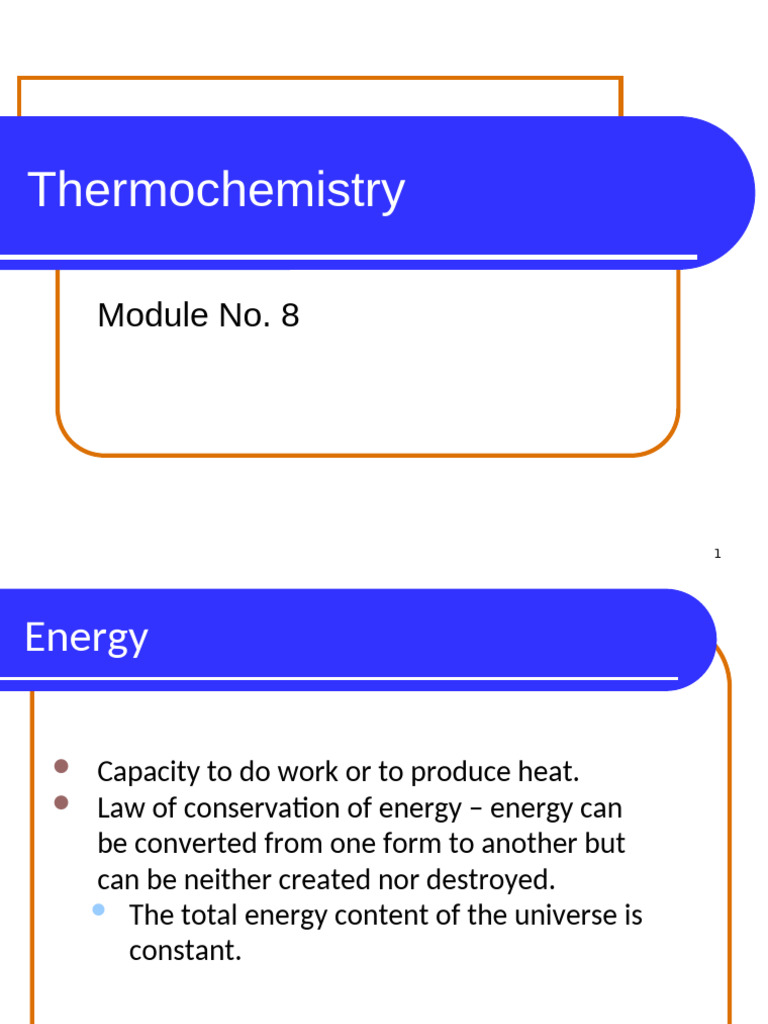 Module No. 9 - Thermochemistry | PDF | Potential Energy | Heat