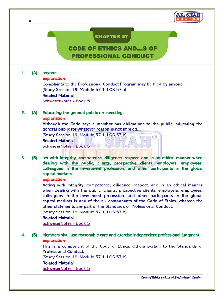 Code of Ethics And... S of Professional Conduct Ans | PDF ...