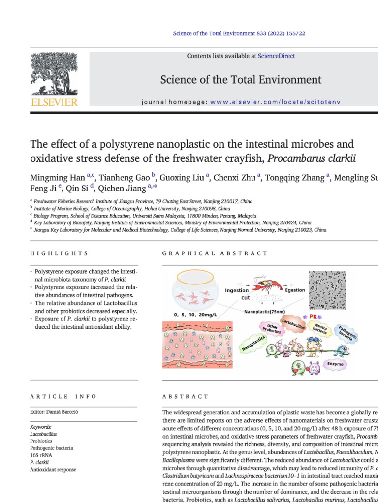 The Effect of A Polystyrene Nanoplastic On The Intestinal Microbes and ...