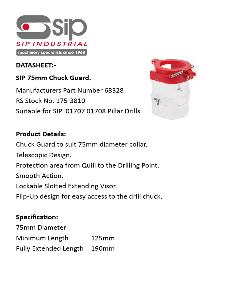 Datasheet:-SIP 75mm Chuck Guard | PDF