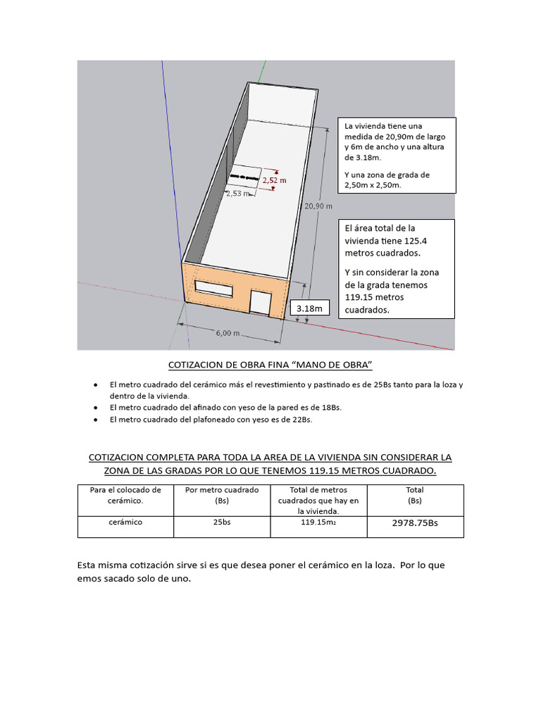 COTIZACION DE OBRA FINA Y MATERIALES | PDF