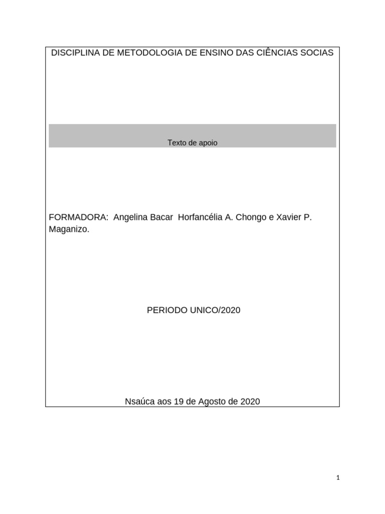 Metodologia de Ensino em Ciências Sociais | PDF | Aprendizado | Clima