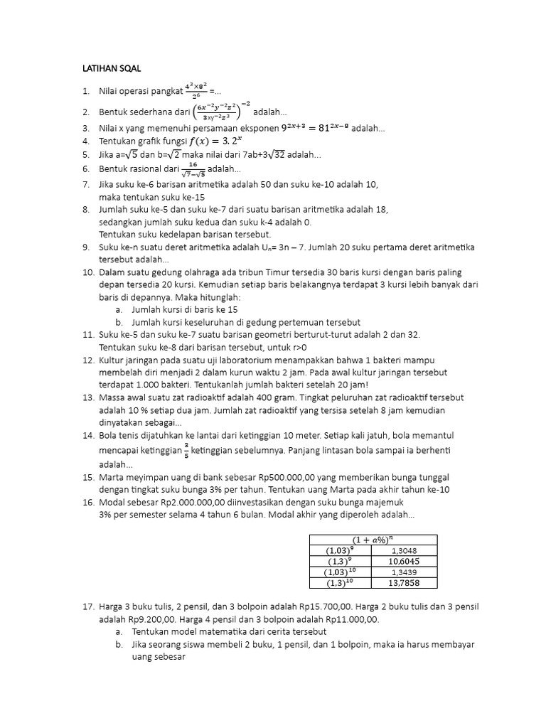 Latihan Soal Math | PDF