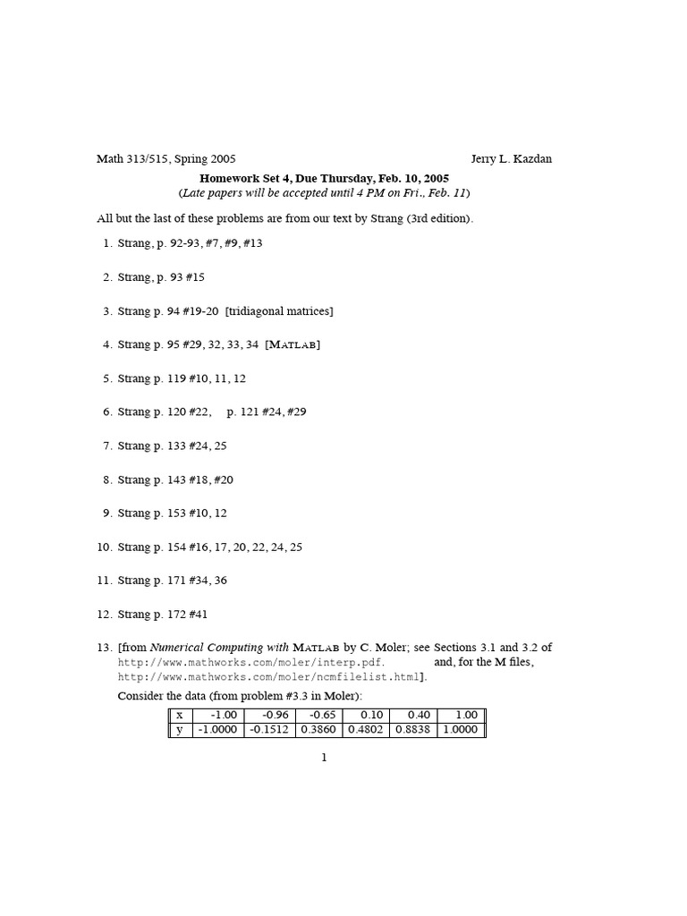 https:www2 Math Upenn Edu: Kazdan:313s05:hw:hw4 | PDF