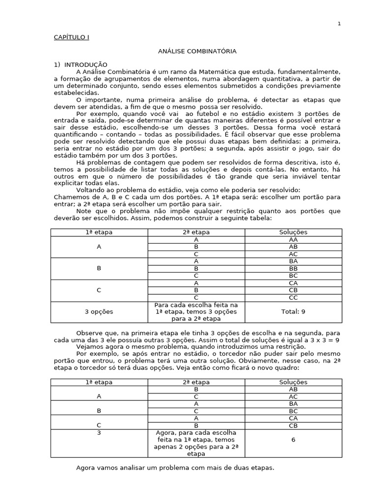 Apostila de Análise Combinatória | PDF | Combinatória | Números