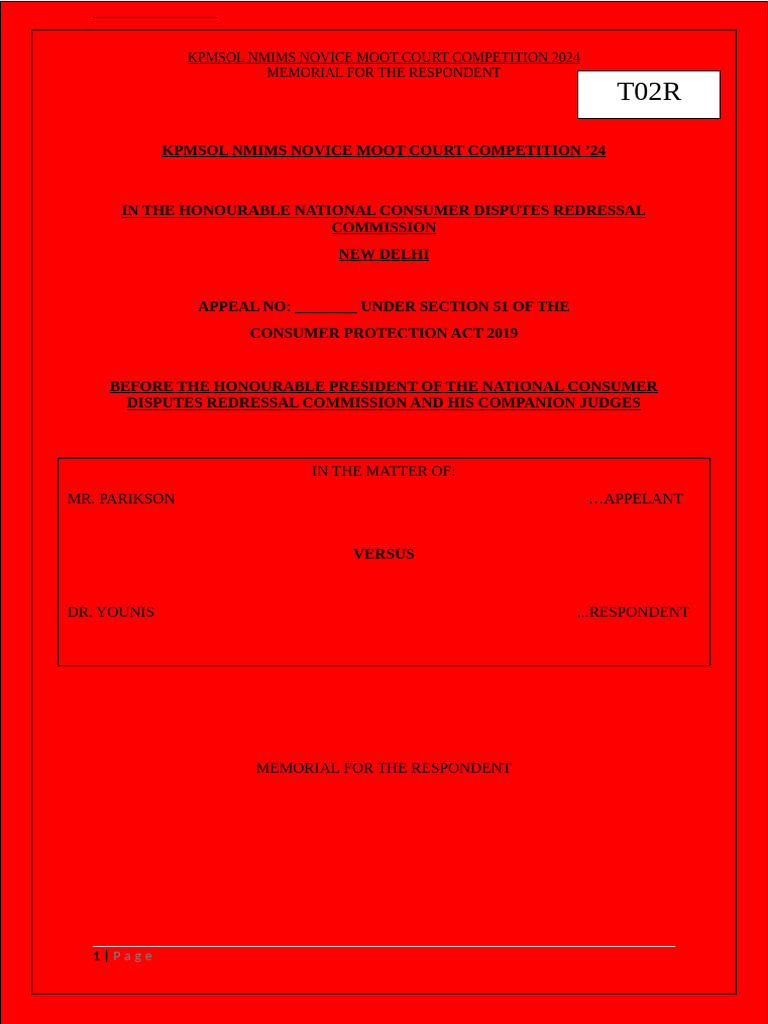 Respondent Final Draft | PDF | Lawsuit | Appeal