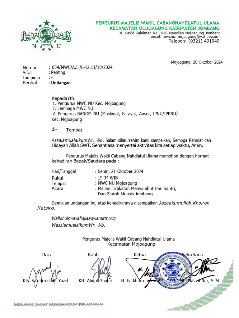 Undangan Rapat HSN 2024 | PDF