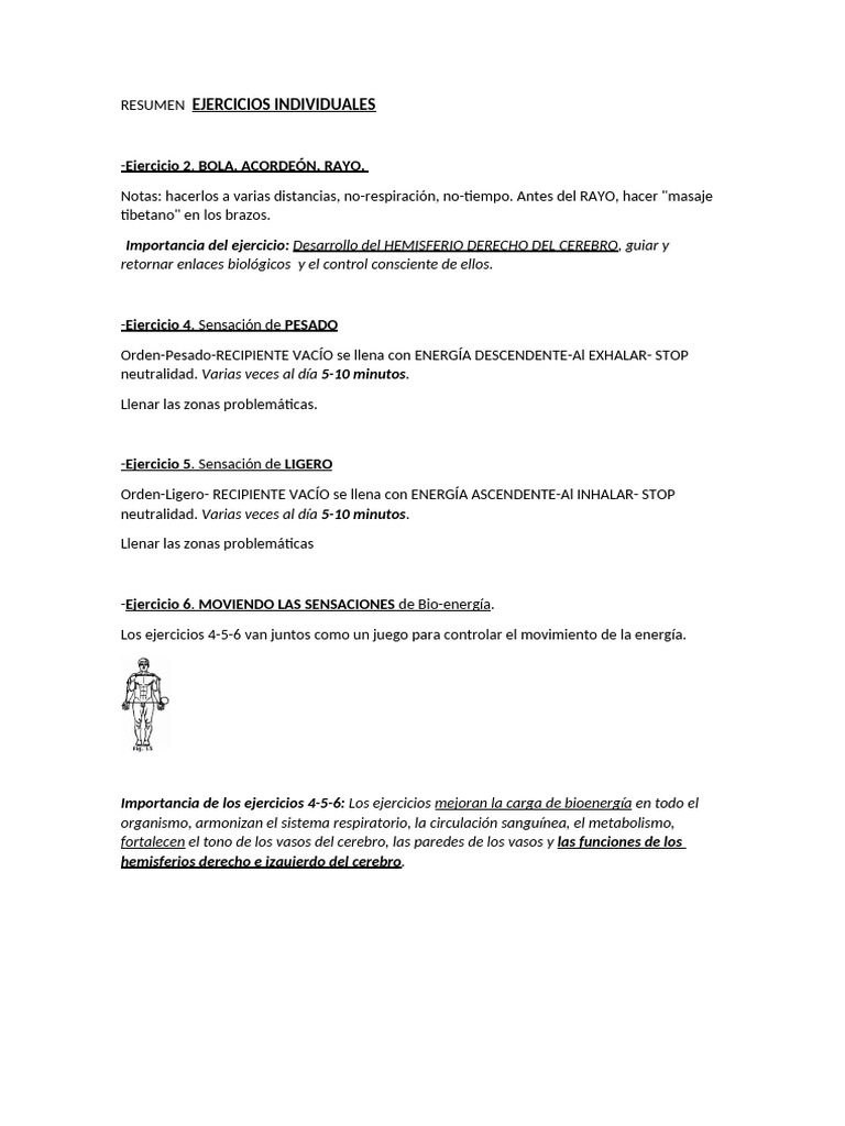 Resumen Ejercicios Bronnikov Fer | PDF | Respiración | Boca