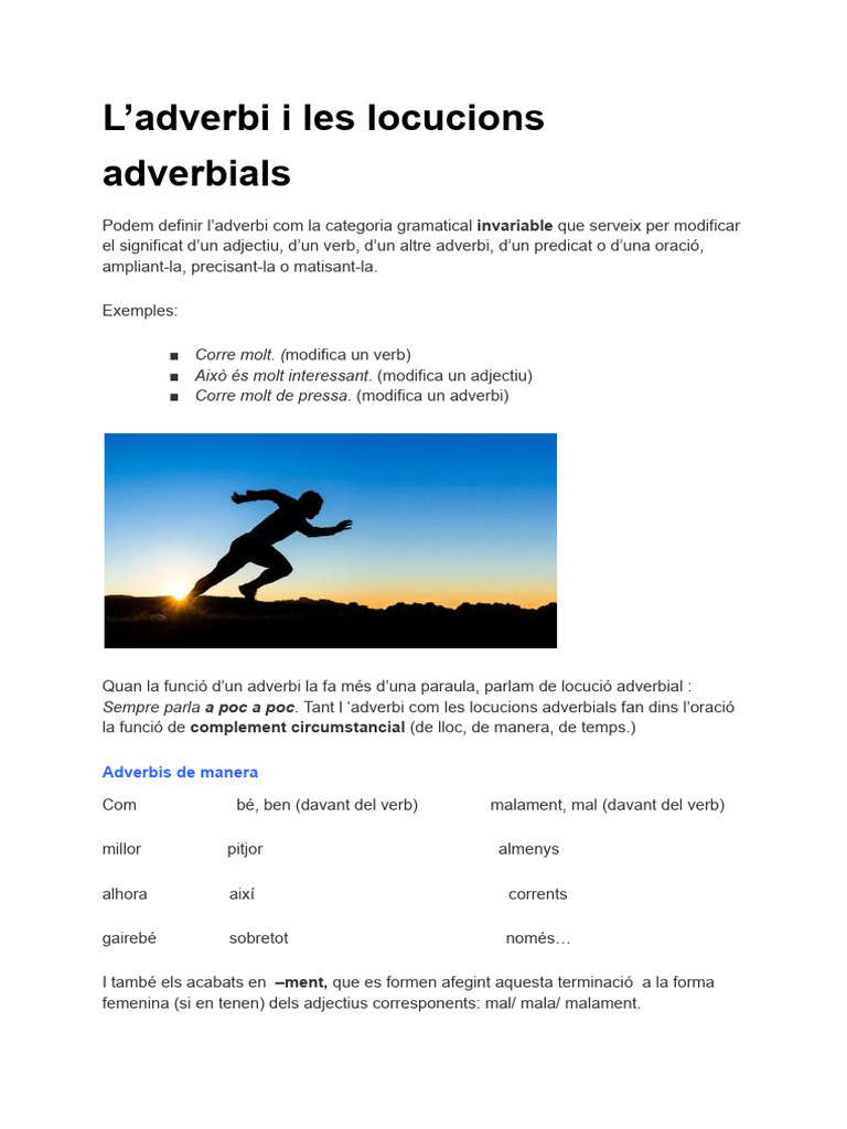 L'adverbi I Les Locucions Adverbials | PDF