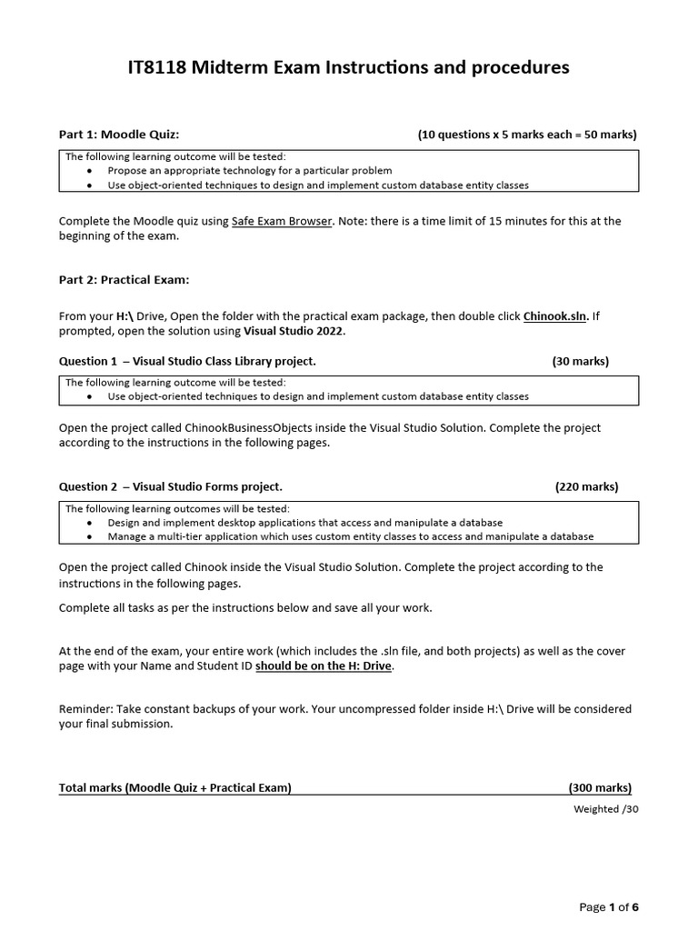 IT8118 Midterm Exam Instructions and procedures | PDF | Databases | Library (Computing)