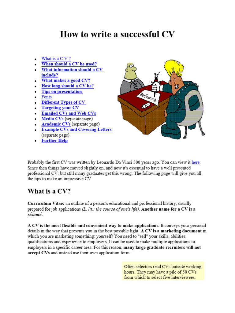 How To Write A Successful CV | PDF | Microsoft Word | Typefaces