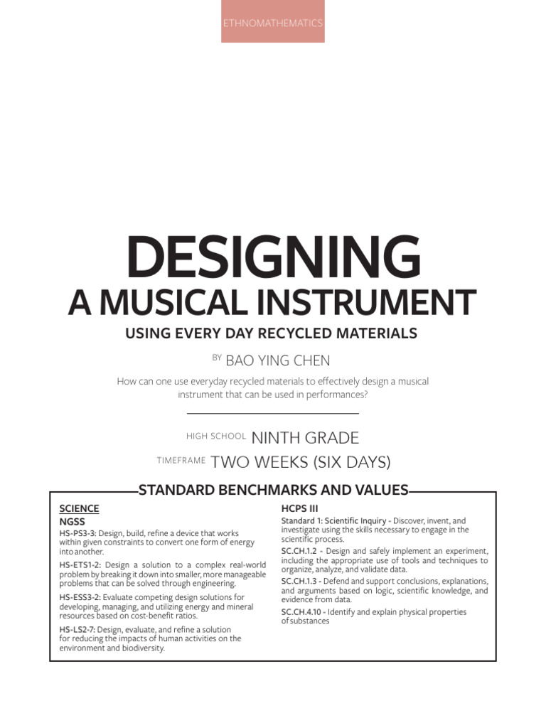 Designing A Musical Instrument With Recycled Materials | PDF | Water ...