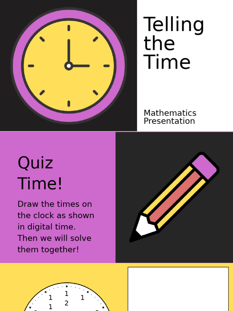 Telling The Time Mathematics Presentation Colourful Clocks | PDF