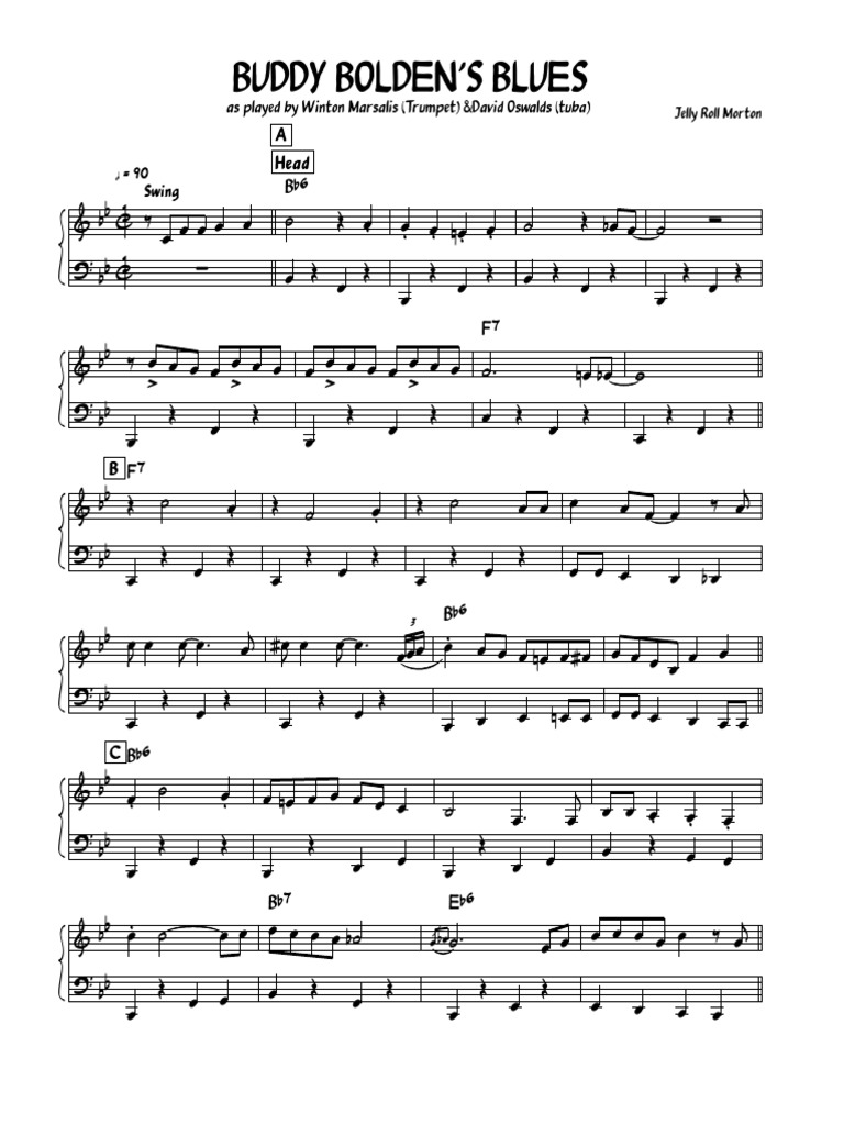 BUDDY - BOLDEN'S - BLUES # 2 (Transcription) | PDF | American Jazz ...