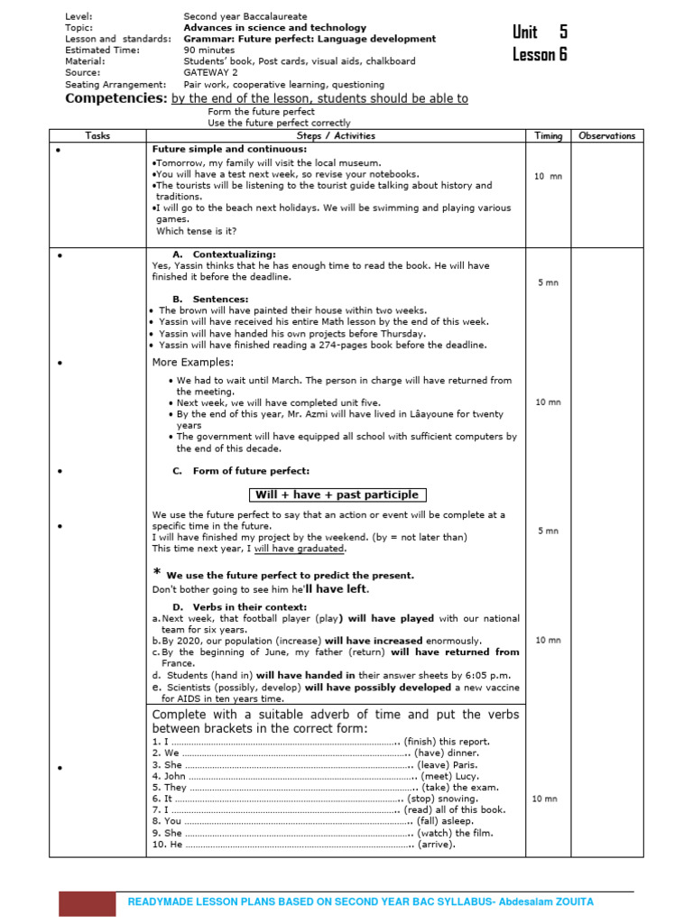 06 Grammar Future Perfect | PDF | Syntax | Language Mechanics