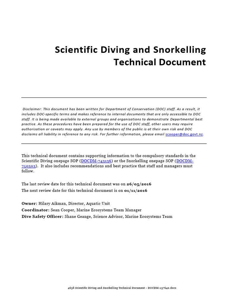 Im Toolbox Marine Scientific Diving and Snorkelling Technical Document Rev01 | PDF | Scuba ...