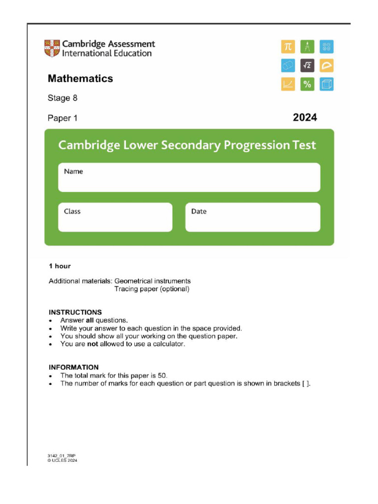 Progression Test 1, 7 Pilot | PDF | Mathematics | Arithmetic
