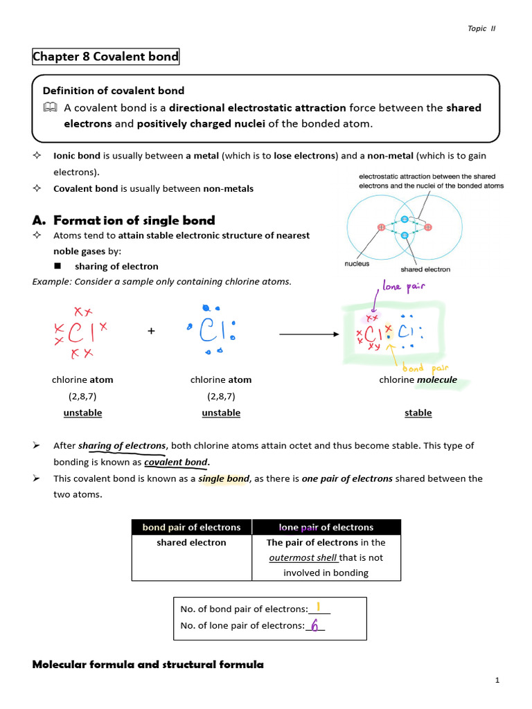 Chapter 8 Covalent bond | PDF | Chemical Bond | Molecules