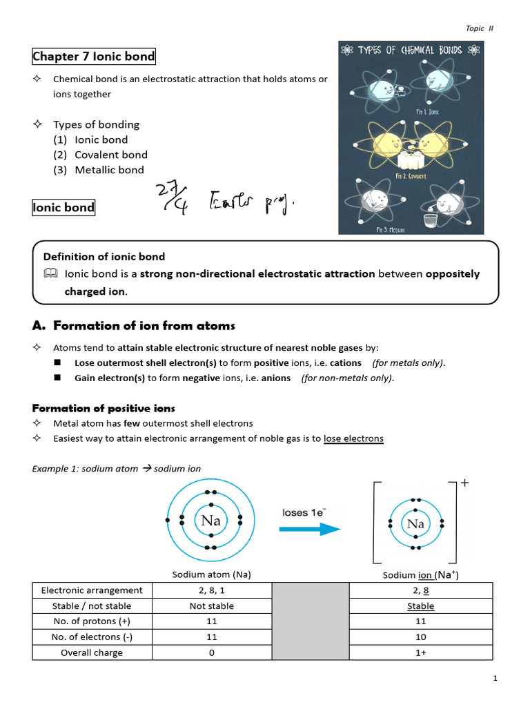 Chapter 7 Ionic Bond Notes | PDF | Ionic Bonding | Ion