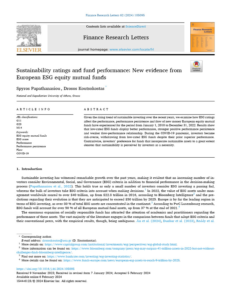 ESG Fund Performance Insights | PDF | Investment Fund | Standard Deviation
