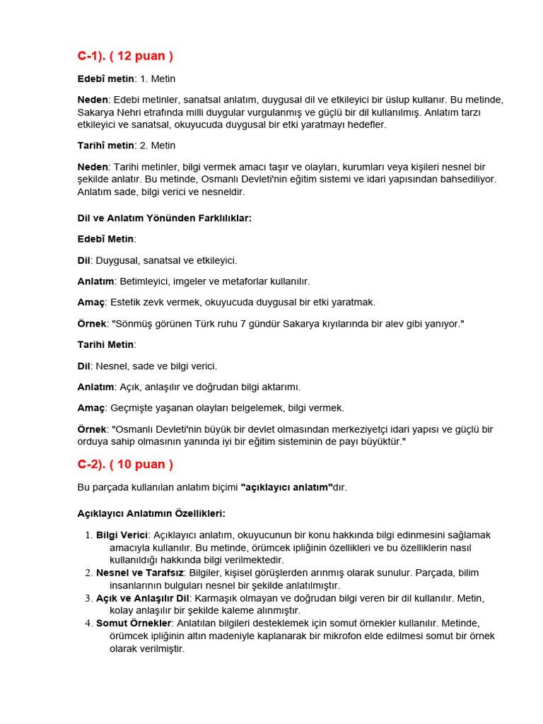 Sinif Meb Ortak Sinav Cevaplari | PDF