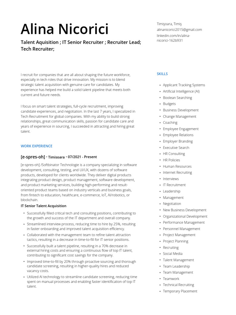 Alina Nicorici cv | PDF | Recruitment | Business Economics